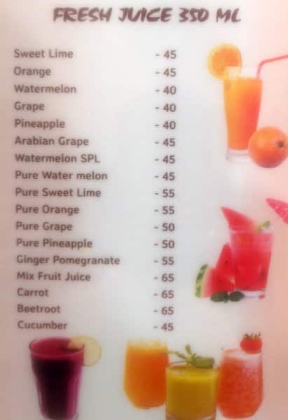 Menu at ZERO Degree, Chennai, 1/125