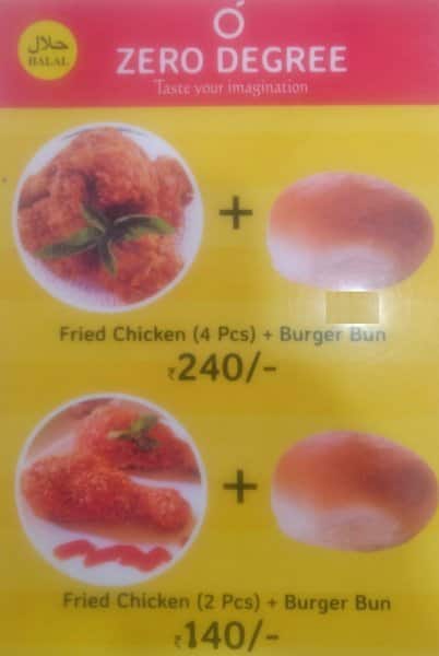 Menu at Zero Degree - Taste Your Imagination, Kanathur, 124
