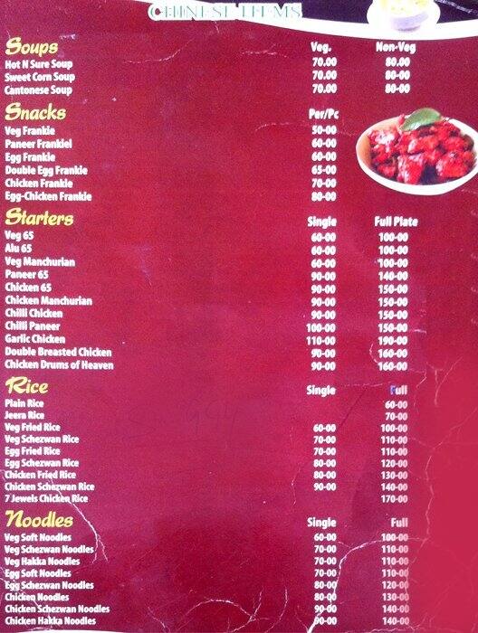 Menu at Hang Out, Secunderabad, G6