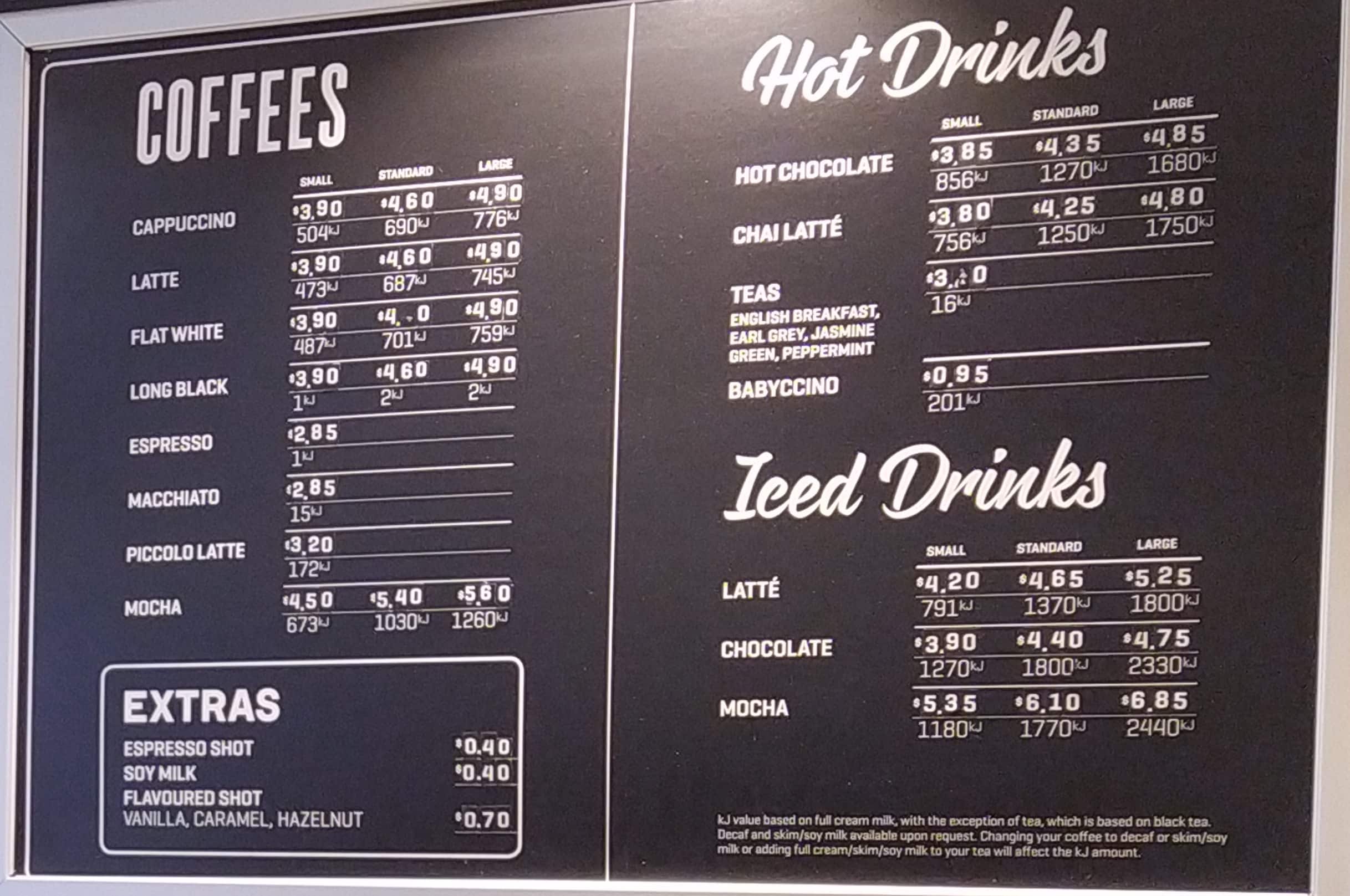 Menu at McDonald's fast food, Merrylands, McFarlane Street