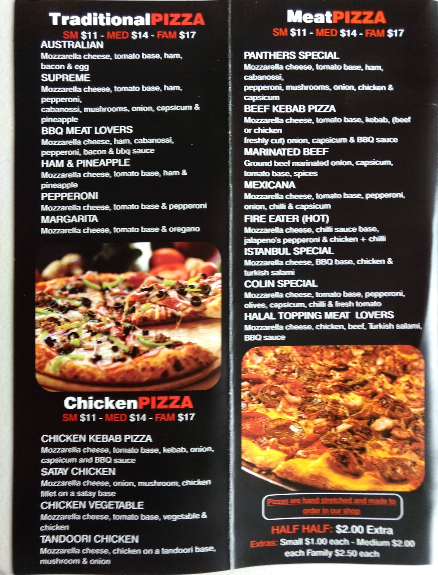 Menu at Panthers Pizza & Kebab pizzeria, Penrith