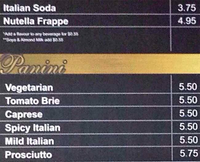 Menu at Simply Biscotti cafe, Ottawa, 107 Colonnade Rd #5