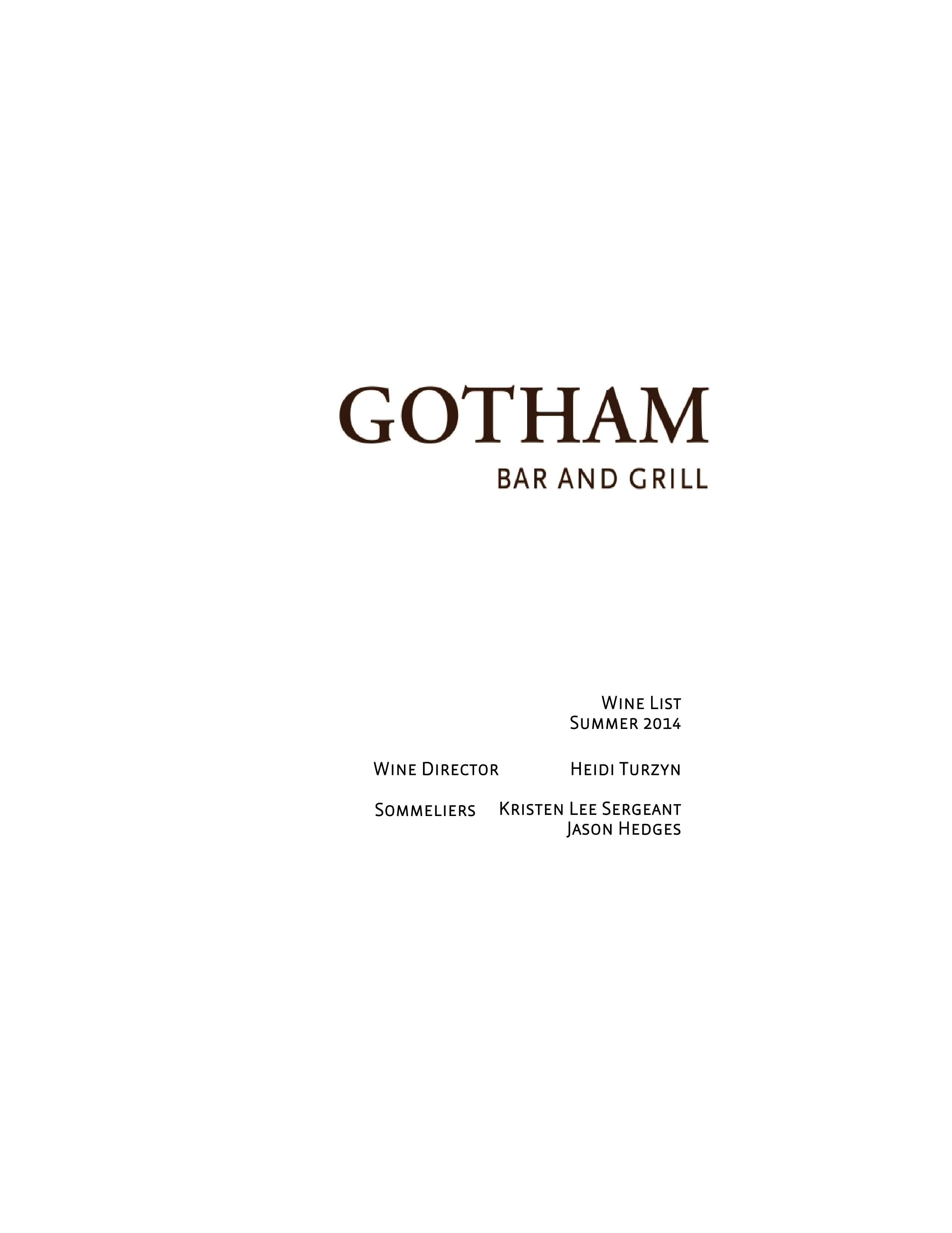 Menu at Gotham Bar and Grill, New York City