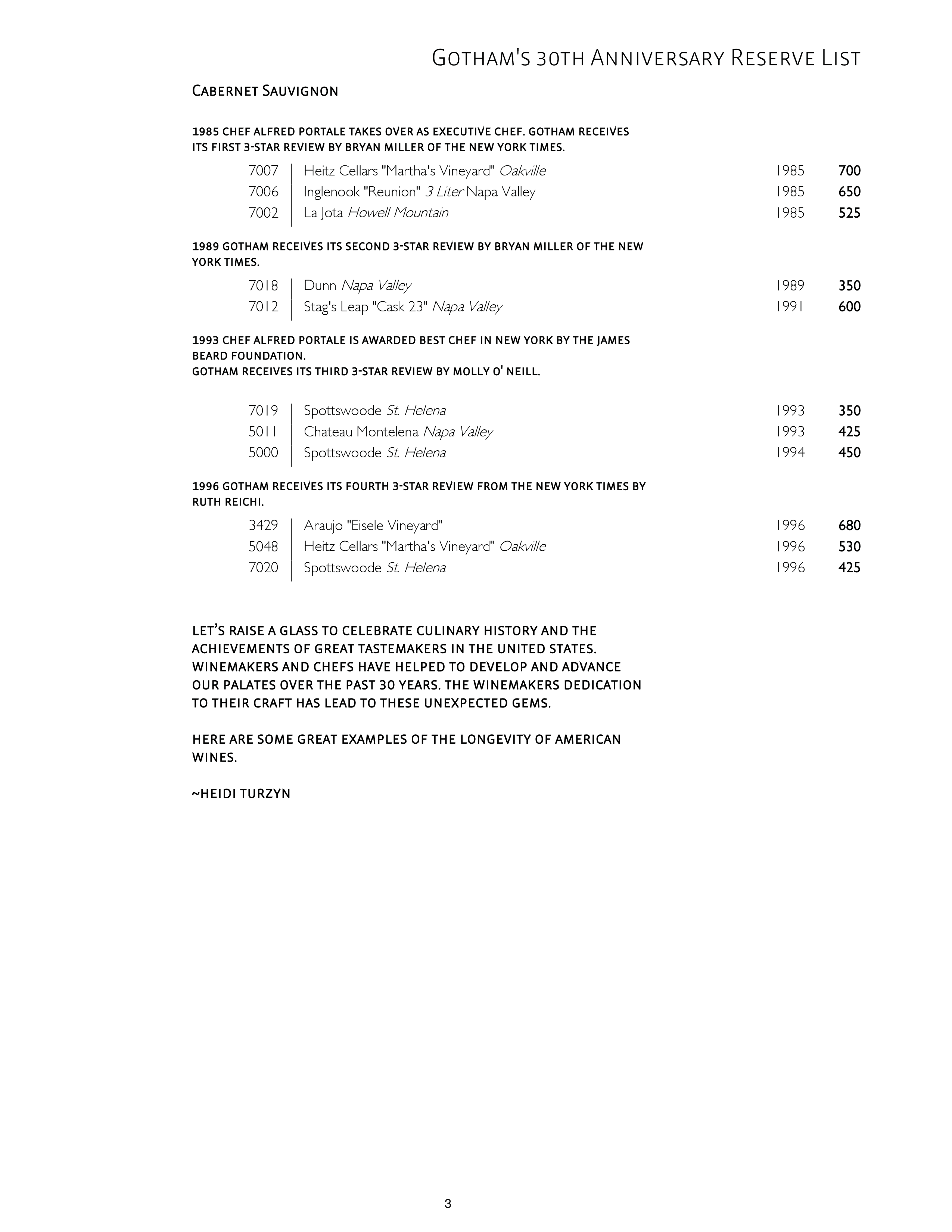 Menu at Gotham Bar and Grill, New York City