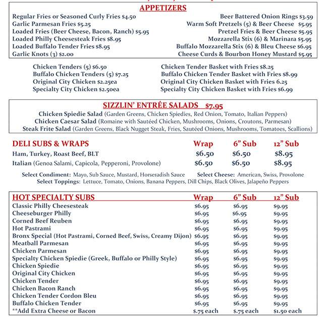 Menu at Guiseppe's Binghamton pizzeria, Binghamton, 604 River Rd