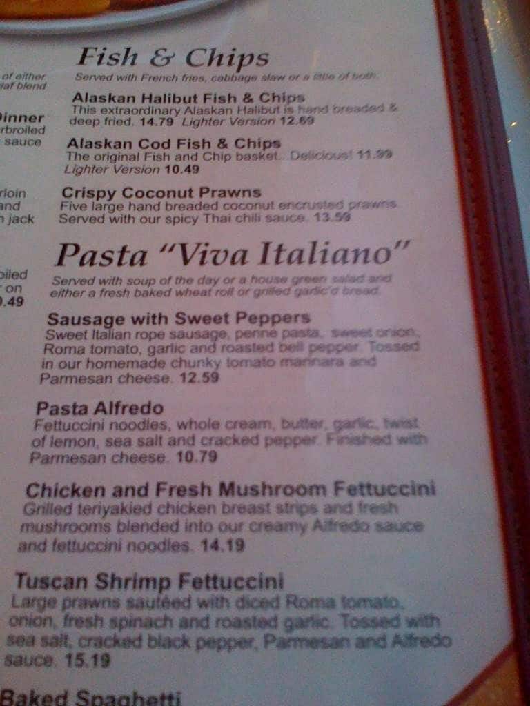 Menu at The Onion restaurant, Spokane, N Division St