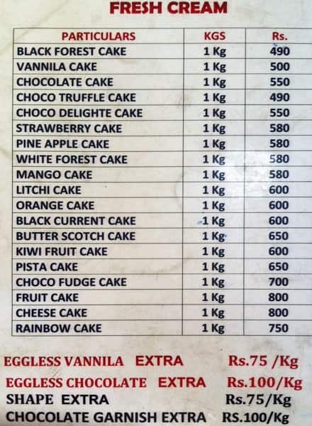 The Cake Point Menu, Menu for The Cake Point, Mogappair, Chennai - Zomato