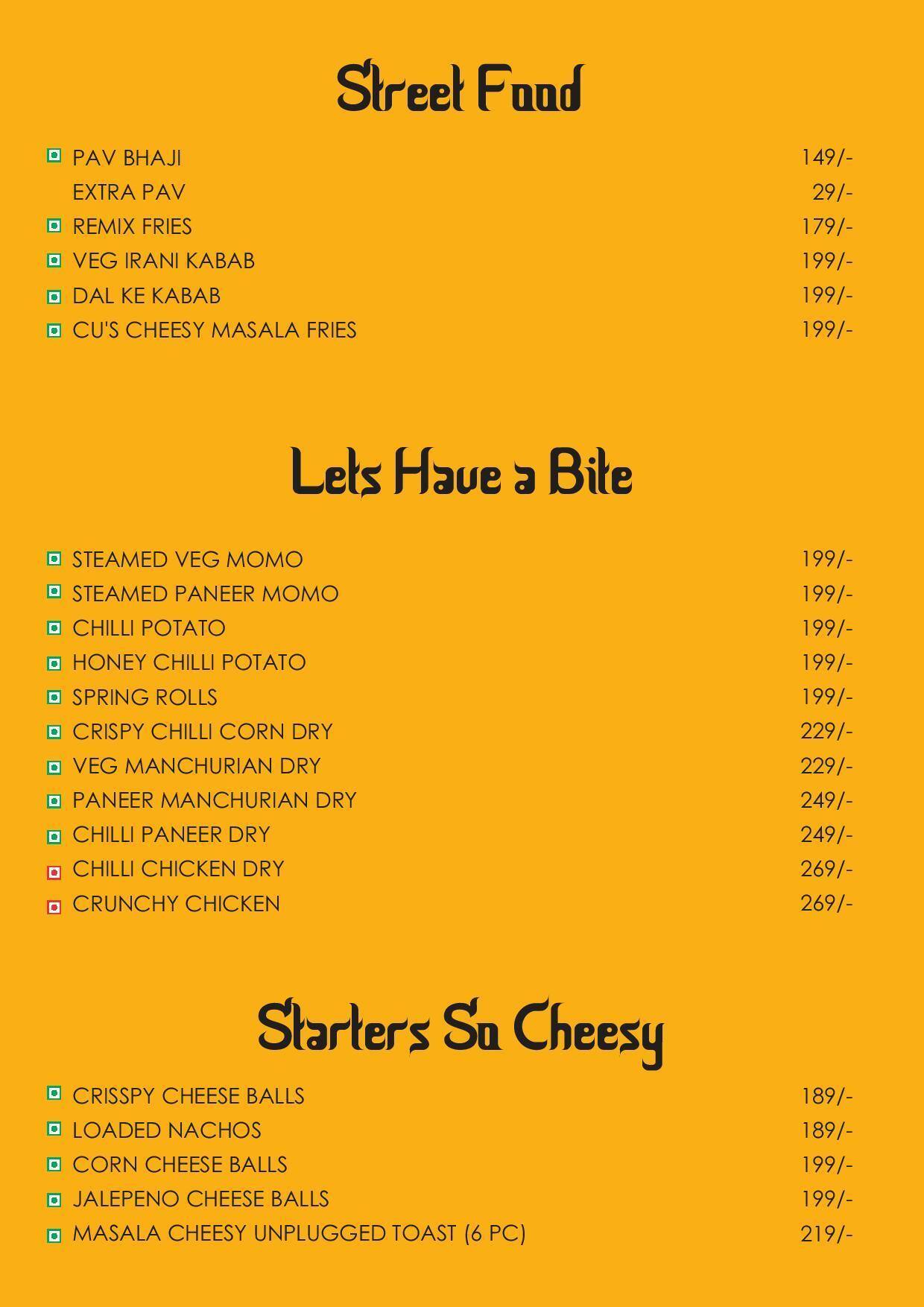 Menu at Cafe Unplugged by TasteofIndia, Lucknow
