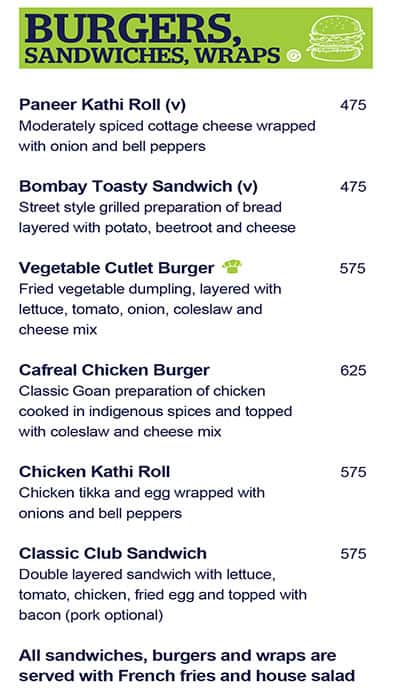Menu at Comida-Double Tree by Hilton Goa, Velha Goa