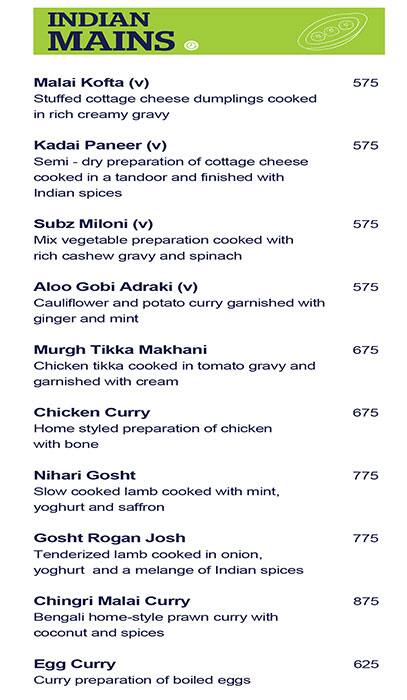 Menu at Comida-Double Tree by Hilton Goa, Velha Goa