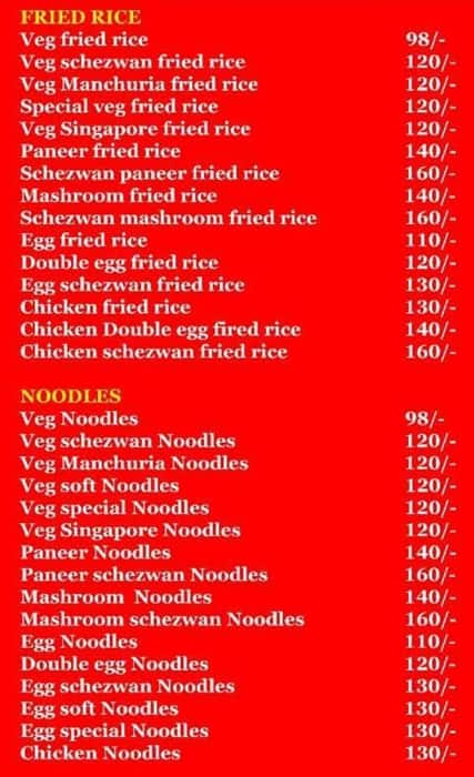 Menu of Full Moon, Kukatpally, Hyderabad