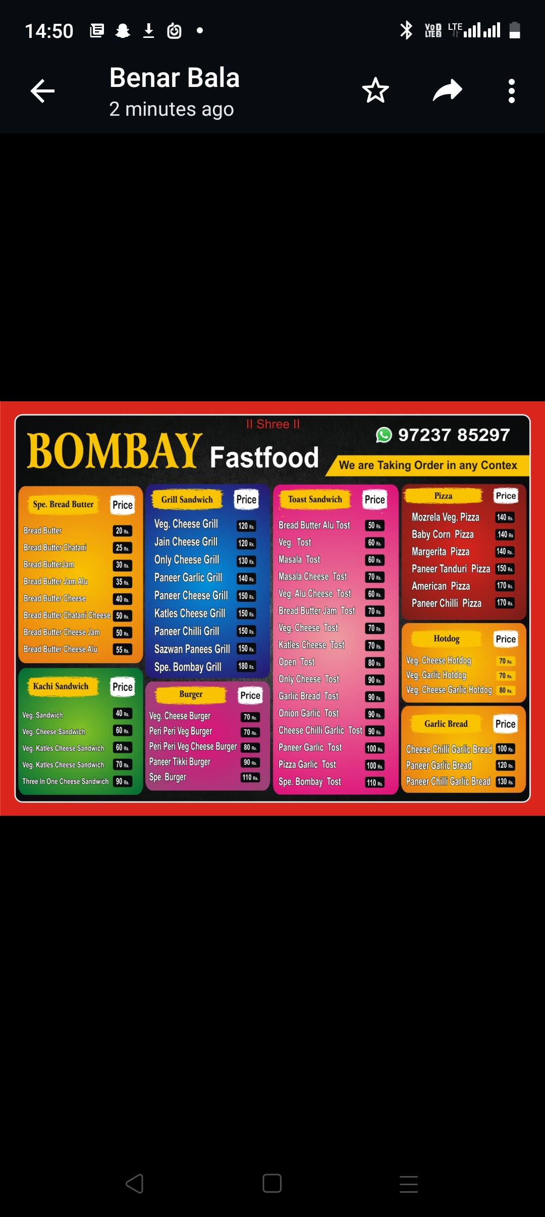 Menu at Bombay Fast Food, Surat, Shop No.12