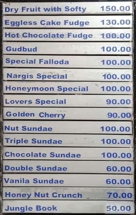 Menu of Cool Joint, Jayanagar, Bangalore