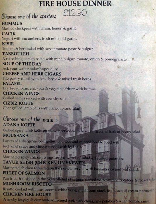 Menu at The Old Millwall Fire Station Restaurant, London, 463 Westferry Rd