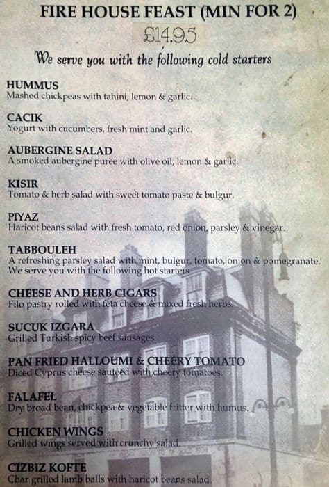 Menu at The Old Millwall Fire Station Restaurant, London, 463 Westferry Rd