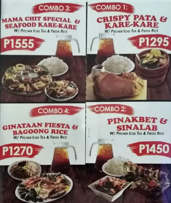 Menu at Barrio Fiesta, Quezon City, Ground Floor