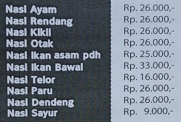 Menu at Simpang Raya restaurant, Jakarta, No.30