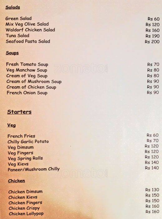 Menu at Nuba, Vagator