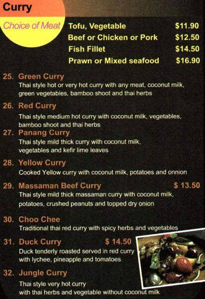 Menu at Pla Two Thai restaurant, Enfield