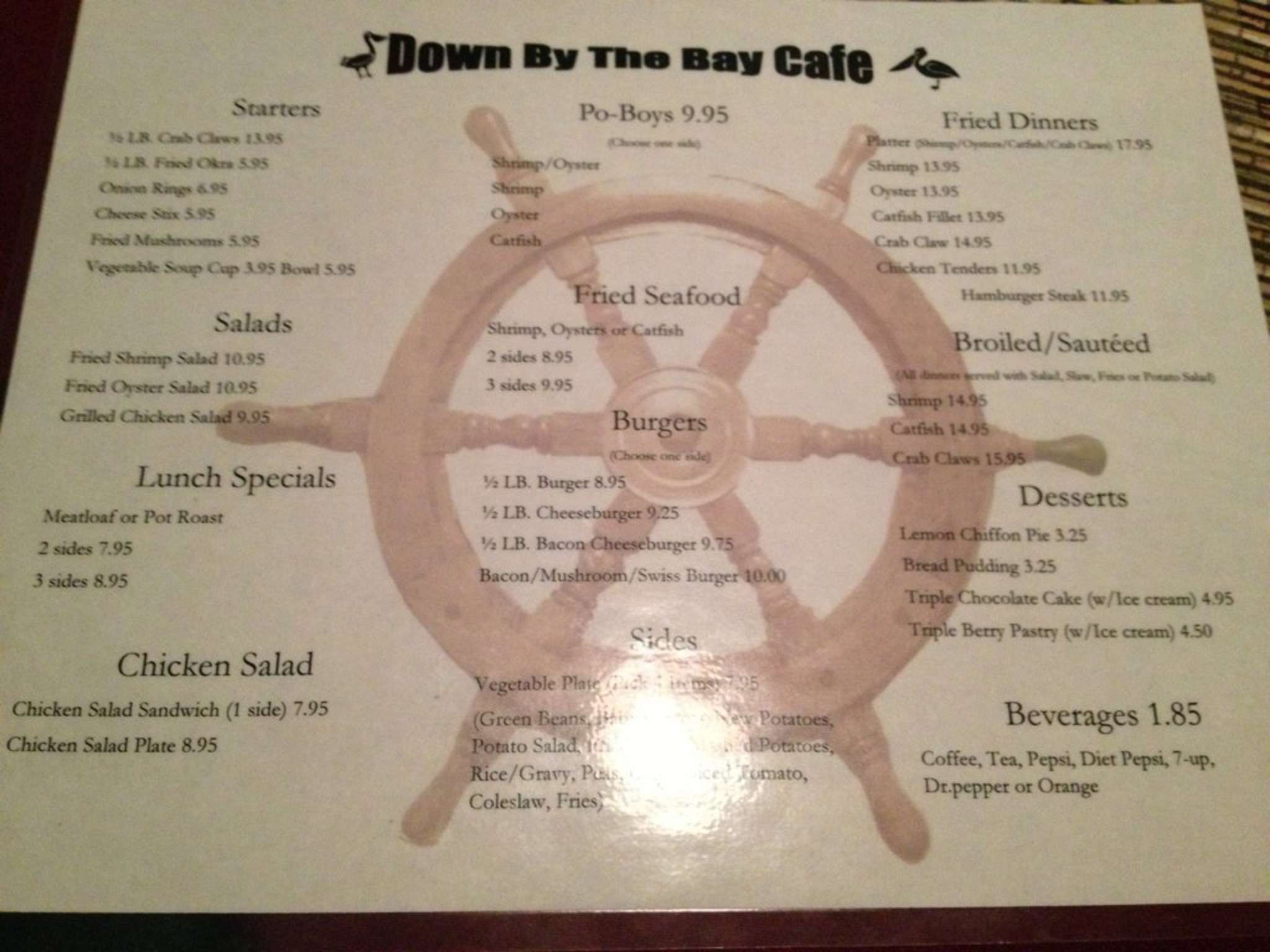 Menu at Down By The Bay Cafe, Fairhope