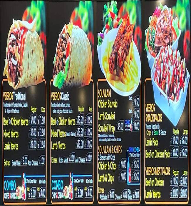 Menu at GK 's Yeeros restaurant, Engadine