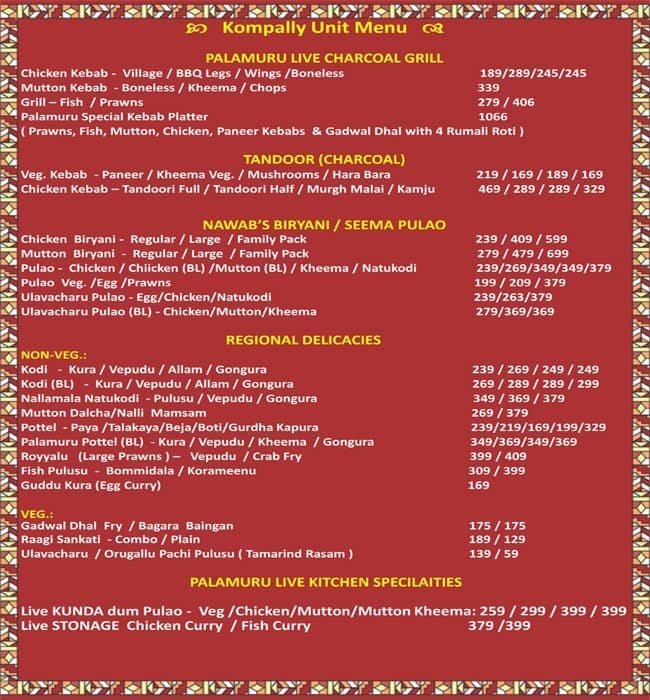 Palamuru Grill Family Restaurant Menu - Zomato
