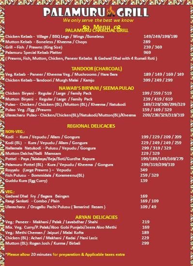Palamuru Grill Family Restaurant Menu - Zomato