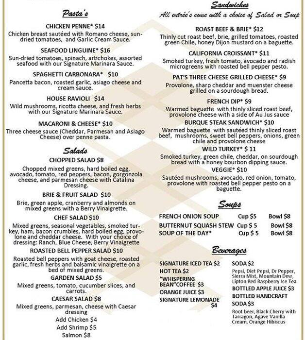 Menu at Fresh Bistro restaurant, Los Ranchos de Albuquerque