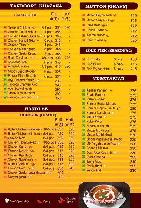 Khidmat Menu, Menu for Khidmat, Sector 50, Noida - Zomato