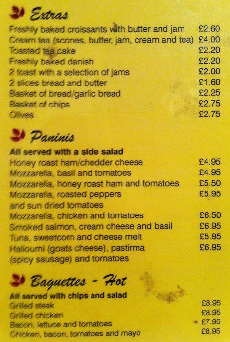 Menu at Cafe Talis, West Wickham, 12 High St