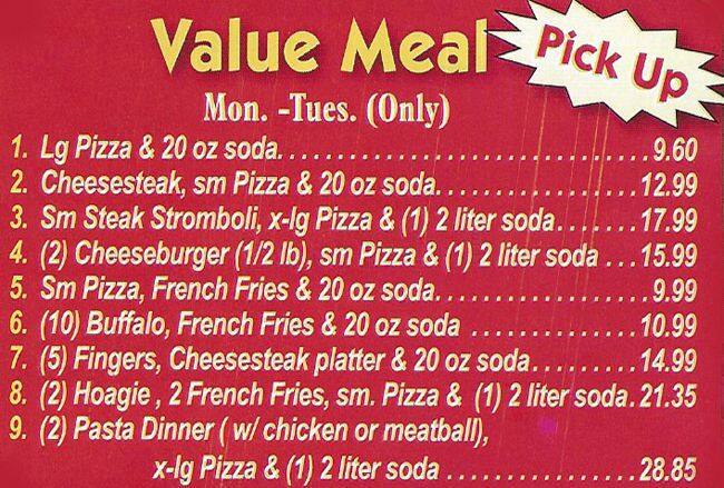 Menu at Mr Wings pizzeria, Brookhaven