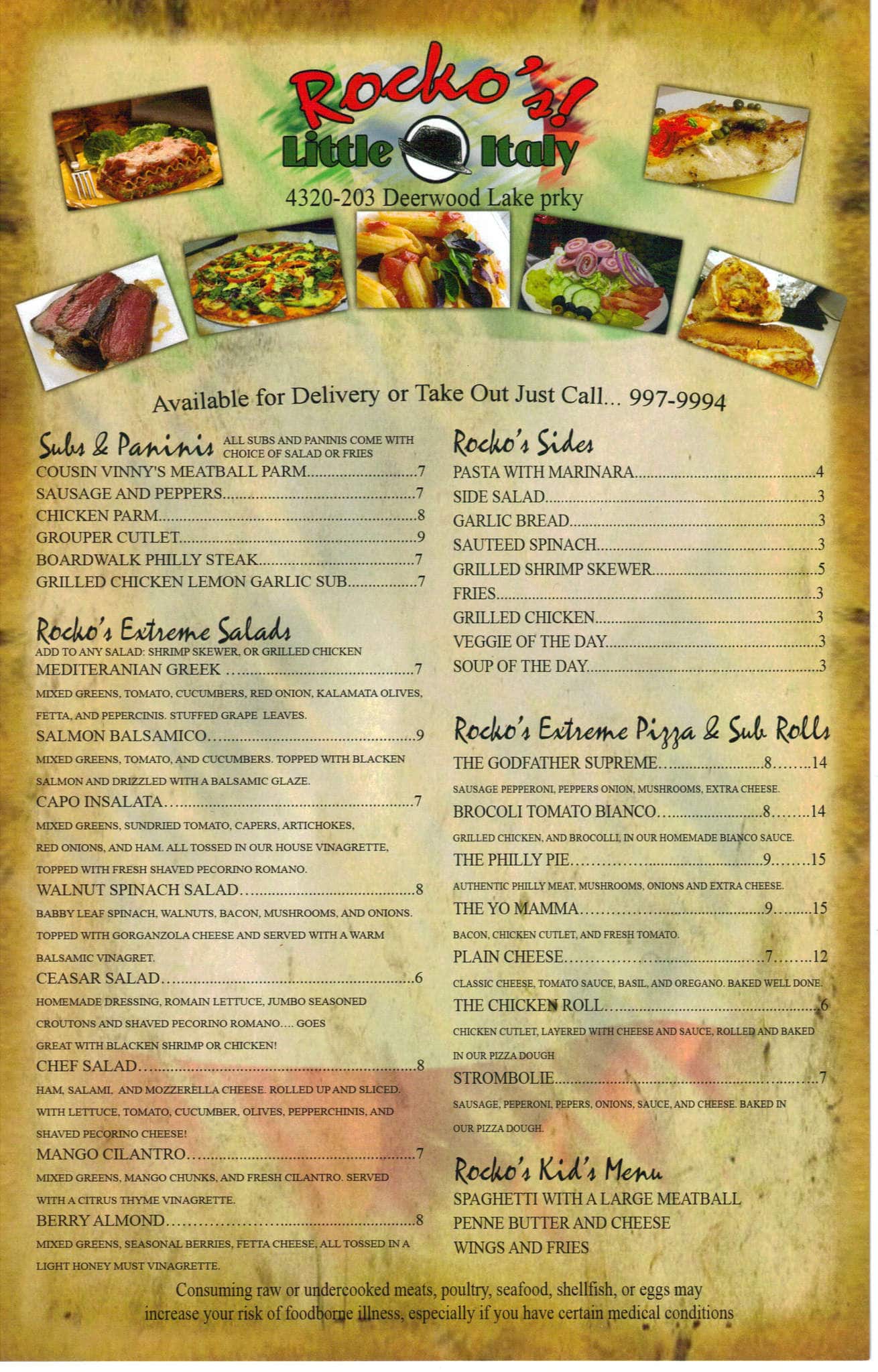 Rocko's Little Italy Menu - Urbanspoon/Zomato