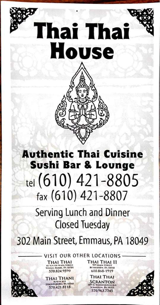 Thai Thai House Menu, Menu for Thai Thai House, Emmaus, Allentown ...