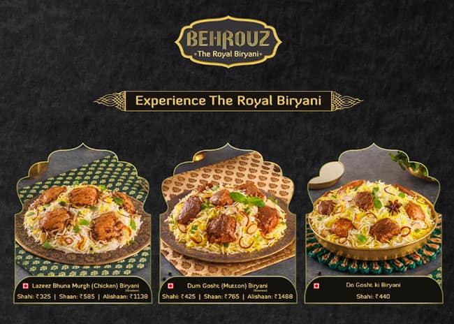 Menu of Behrouz Biryani, Crossing Republik, Ghaziabad