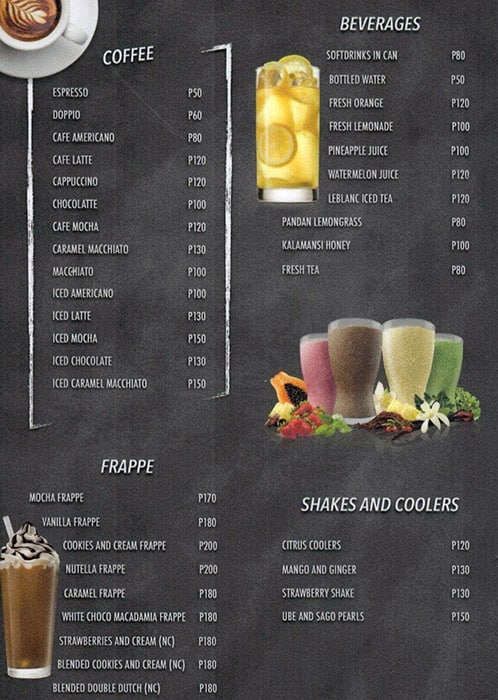 Menu at The Bistro by LeBlanc cafe, Antipolo