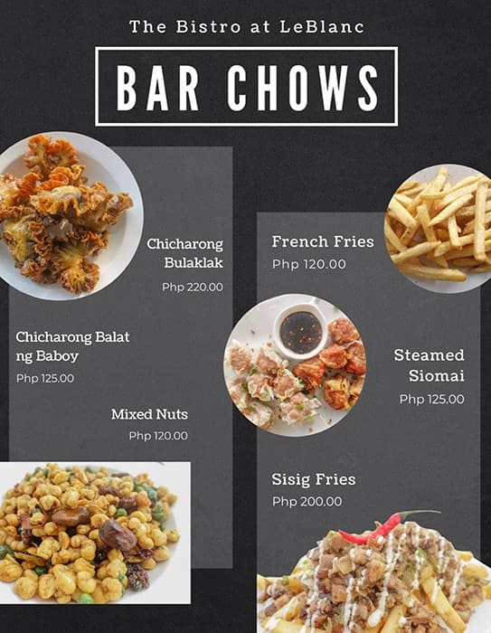 Menu at The Bistro by LeBlanc cafe, Antipolo