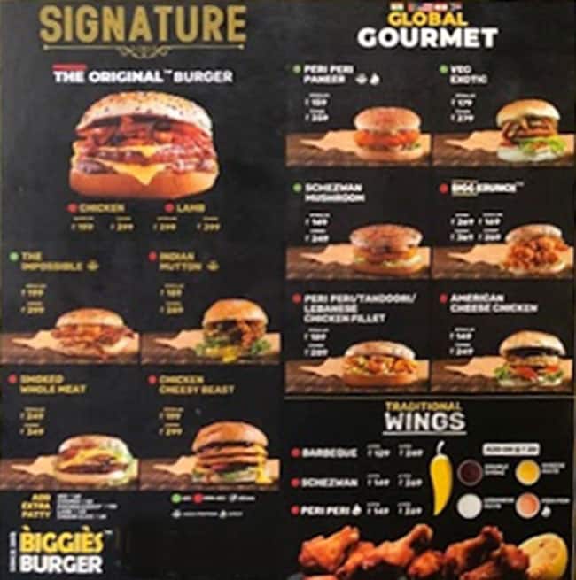 Menu at Biggies Burger: GSM Mall (Hyderabad), Hyderabad