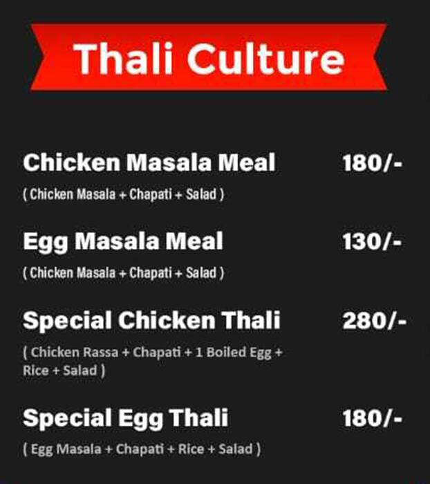 Menu of Thali Culture, Sinhgad Road, Pune