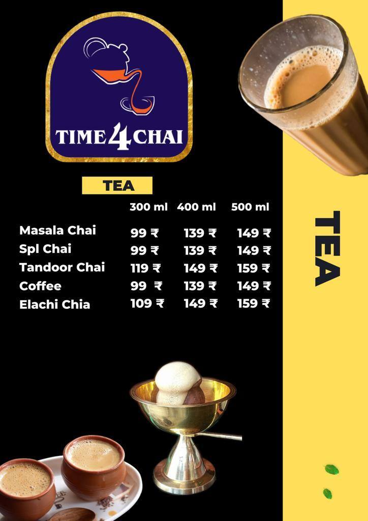 Menu of Time 4 Chai, HBR Layout, Bangalore