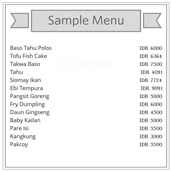 Menu at Yong Tau Fu restaurant, West Jakarta, Mal Taman Anggrek Jl ...