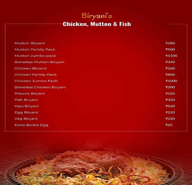 Menu of Sweetheart Restaurant, Bowenpally, Secunderabad