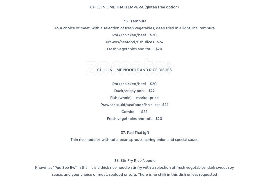 Menu at Chilli N Lime restaurant, Bittern