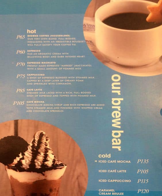 Menu at Sans Rival desserts, Cebu City, Sergio Osmeña Boulevard G/F