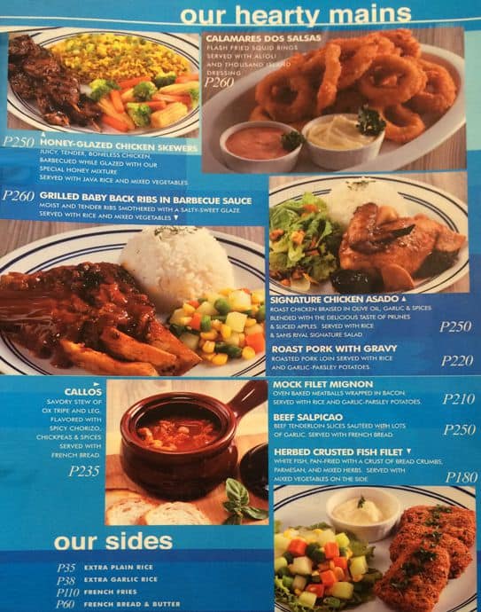 Menu at Sans Rival desserts, Cebu City, Sergio Osmeña Boulevard G/F