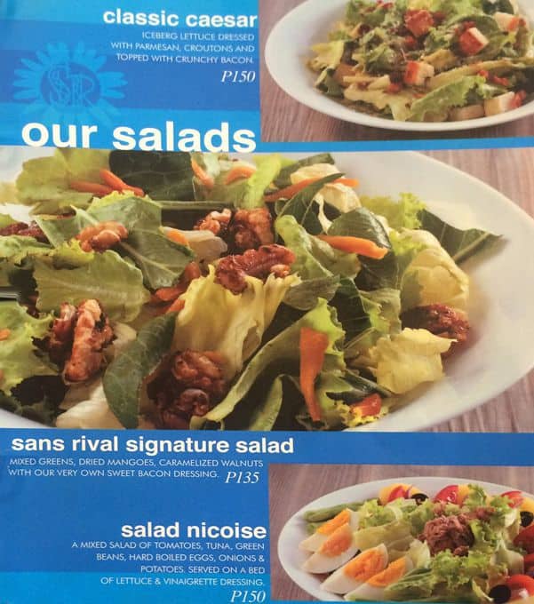 Menu at Sans Rival desserts, Cebu City, Sergio Osmeña Boulevard G/F