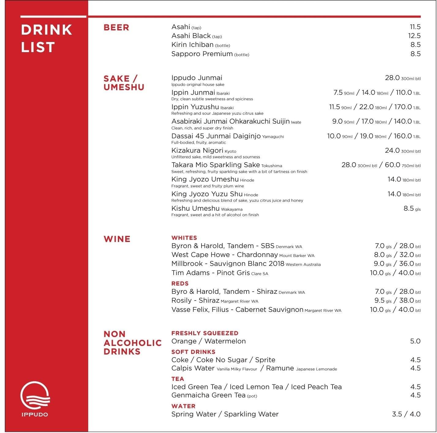 Menu at Ippudo Kings Square restaurant, Perth