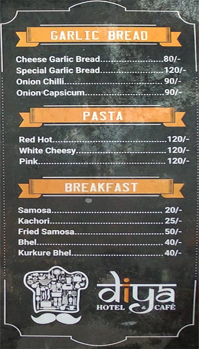 Menu at Dia Restaurant, Raipur