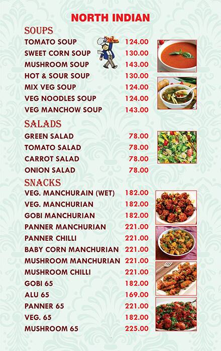 Menu at Hotel Sabzi, Hyderabad