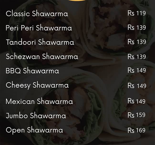 Menu of Shawarma Swag, Viman Nagar, Pune