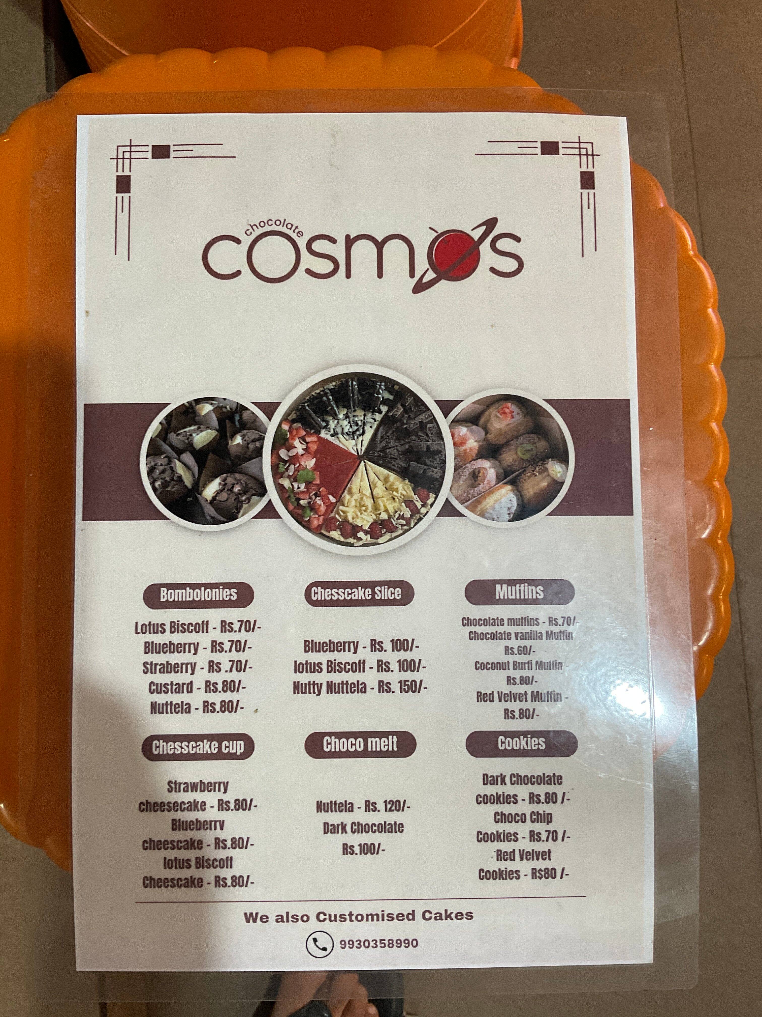 Menu of Chocolate Cosmos, Kandivali West, Mumbai